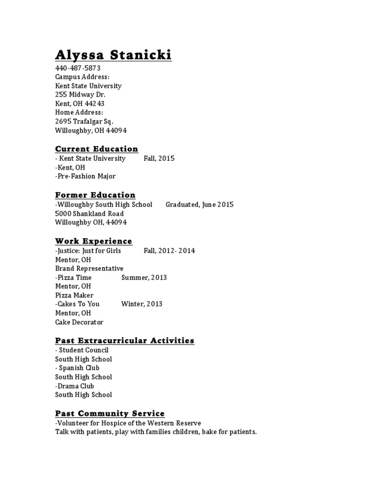 Alyssa Stanicki - Resume | PDF