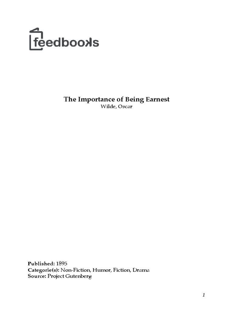 Oscar Wilde - The Importance of Being Earnest | PDF | The Importance Of ...