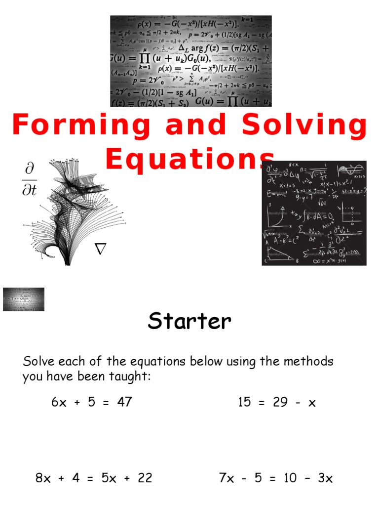 11) Forming and Solving Equations | PDF | Teaching Methods & Materials