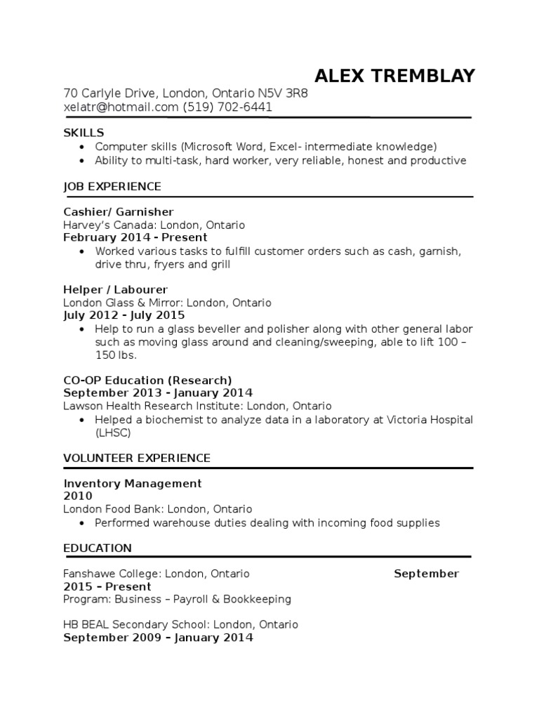 Alex Tremblay's Resume Overview | PDF