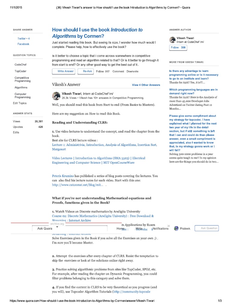 How To Study Introduction To Algorithms by Cormen | PDF