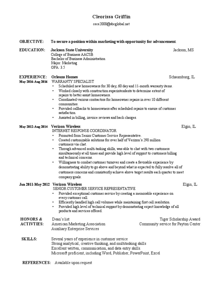 Jackson State Web Resume | PDF