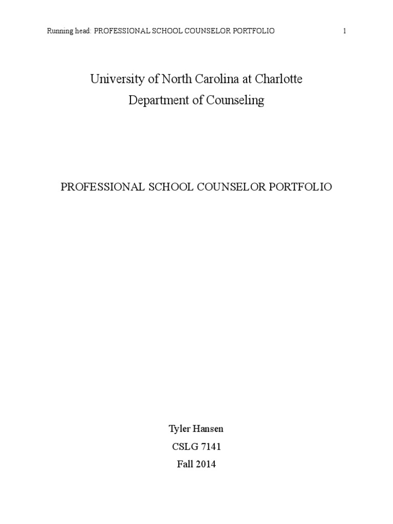 Professional School Counselor Portfolio | PDF | School Counselor ...