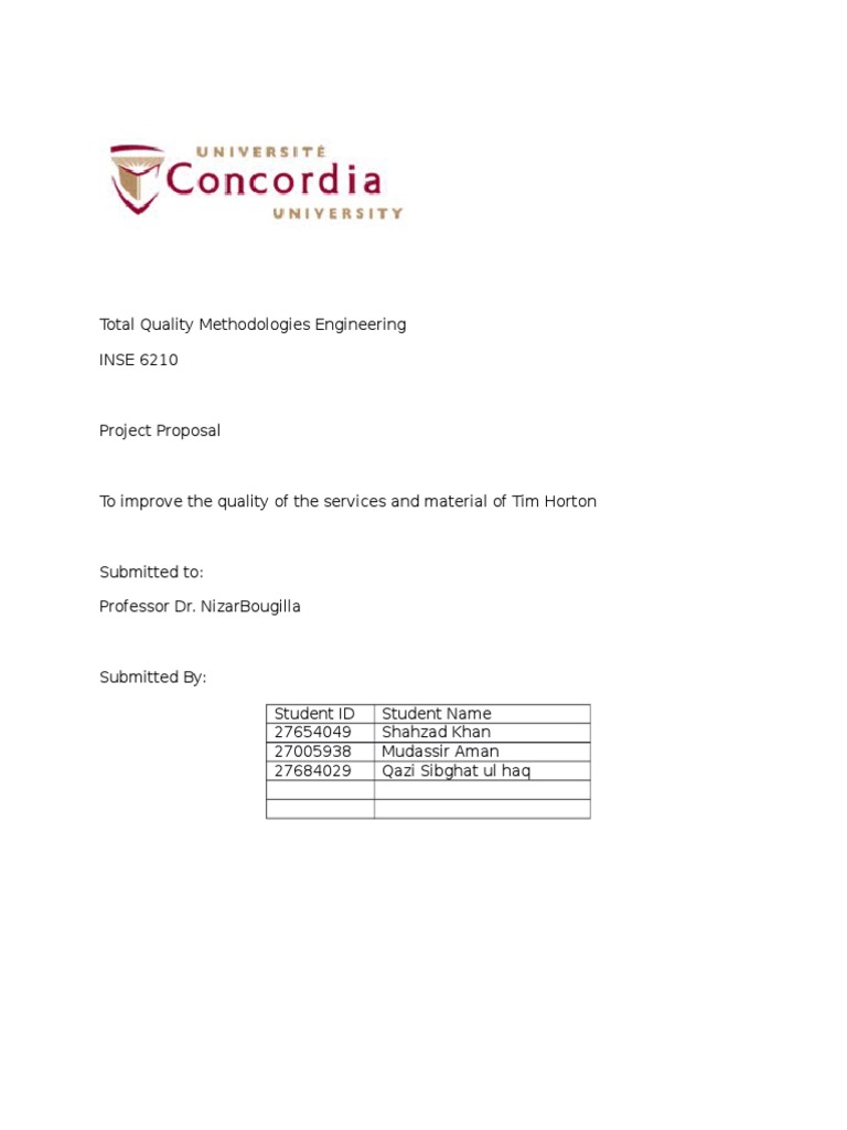 Project Proposal | Download Free PDF | Six Sigma | Cooking