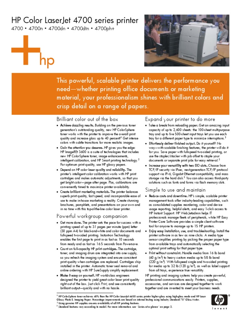 HP Color Laserjet 4700 Series Printer: Brilliant Color Out of The Box ...