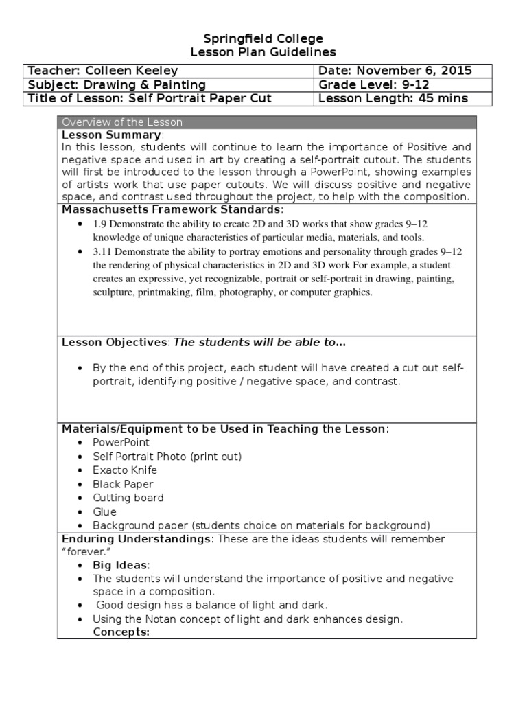 Cut Out Project | PDF | Lesson Plan | Educational Assessment