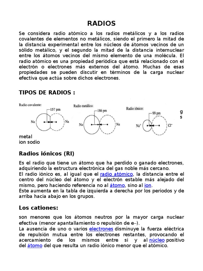 Propiedades de los Radios Atómicos | PDF | Ion | Química Física