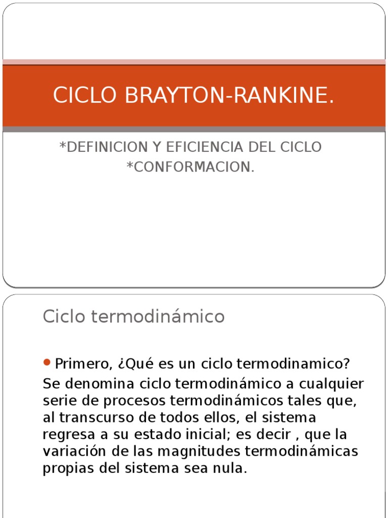 Exposicion Ciclo Brayton Rankine | PDF | Termodinámica | Mecánica de Medios Continuos