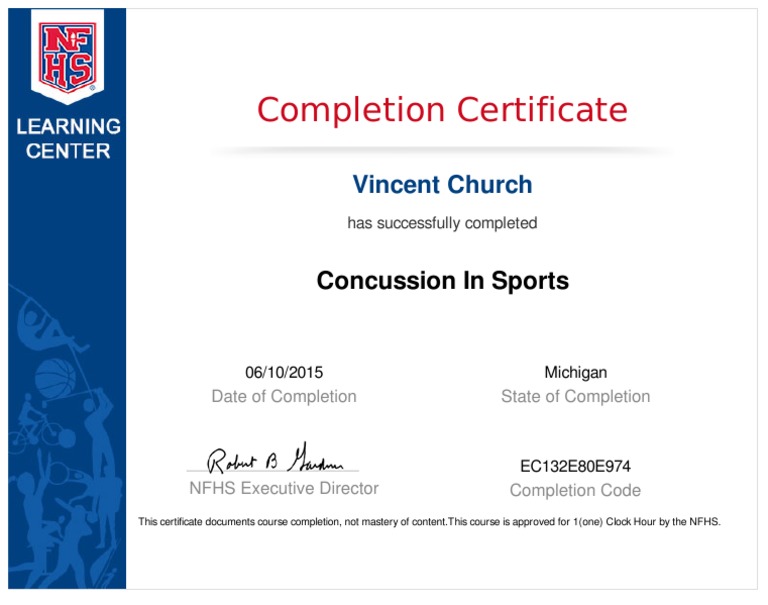 Nfhs Certificate | PDF