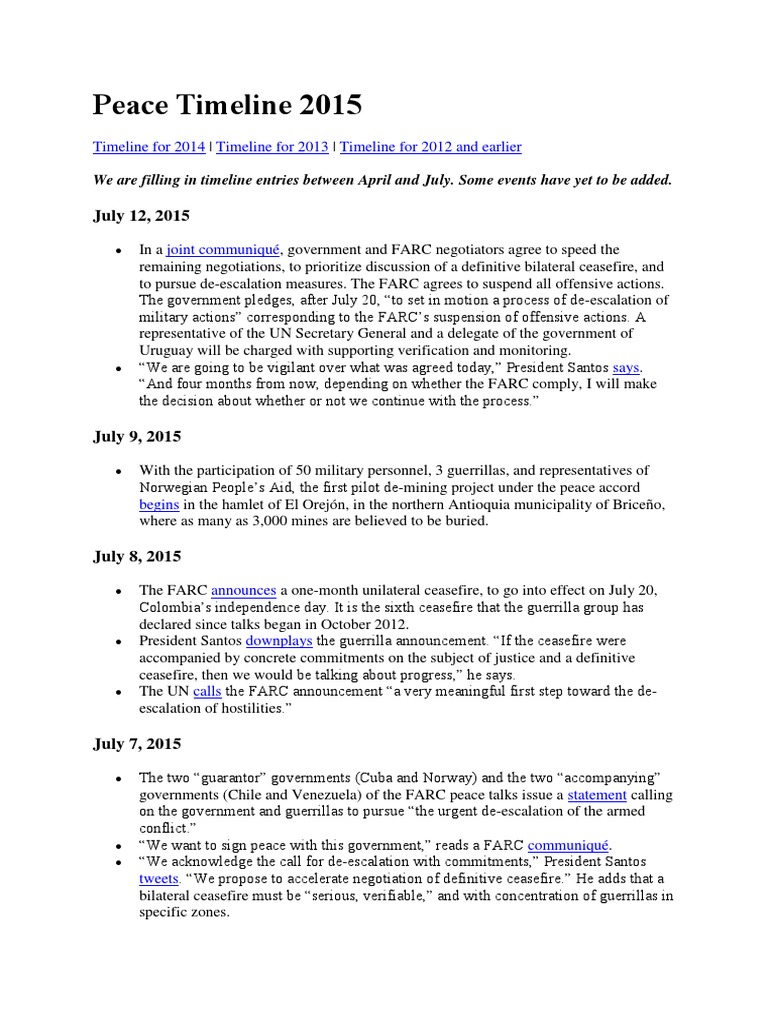 Peace Timeline 2015 | PDF | Farc | Colombia