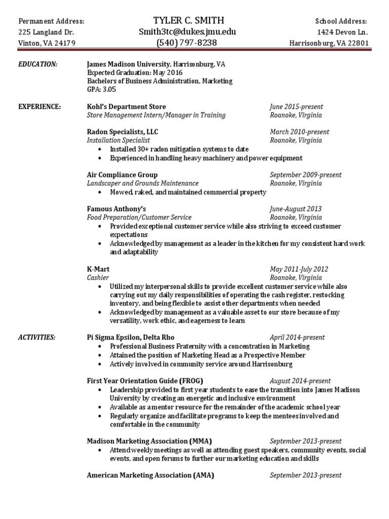 Tyler Smith Resume | PDF | Career & Growth | Social Science