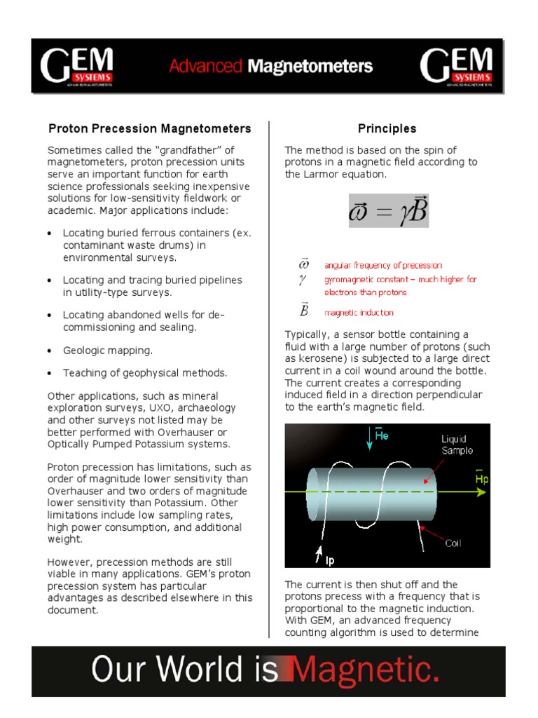 Overview of Proton Precession Magnetometers | PDF | Magnetometer | Physics