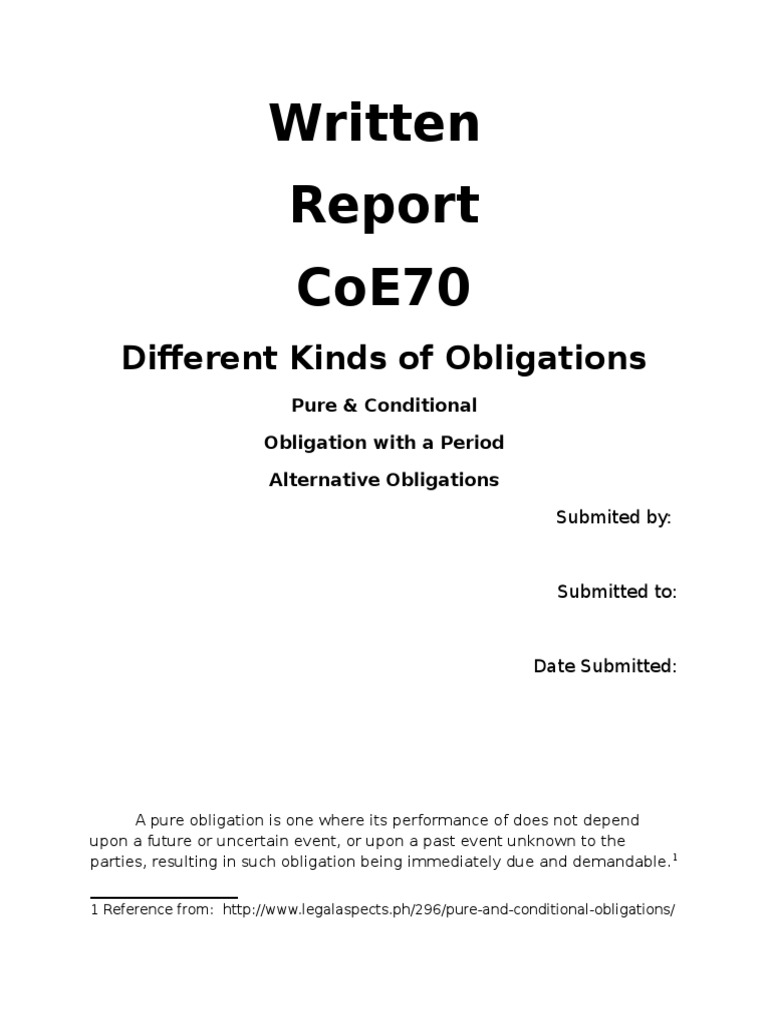 Written Report Obligations | PDF | Legal Concepts | Law Of Obligations