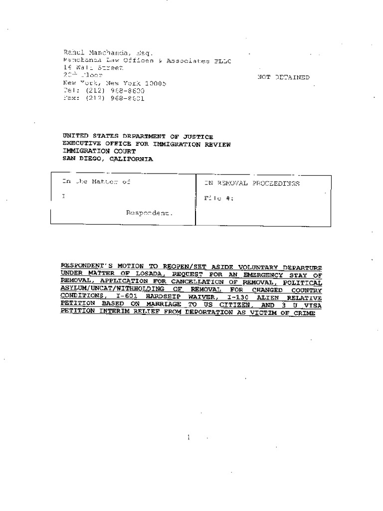 Immigration Court Motion To Reopen | PDF