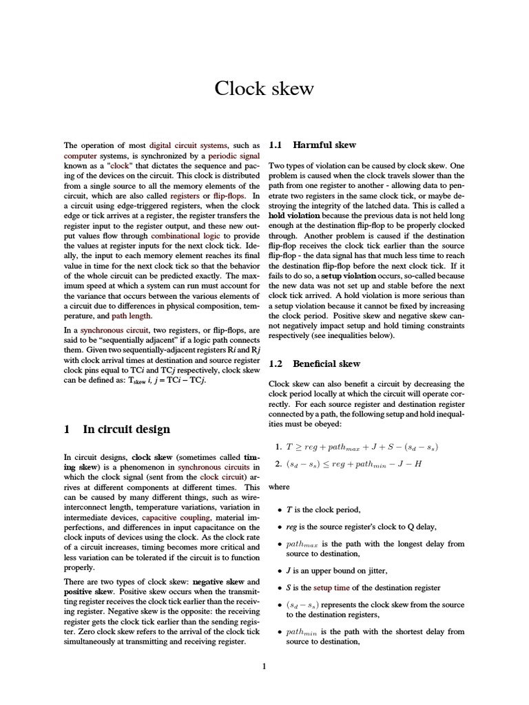Clock Skew PDF | PDF | Electronic Engineering | Digital Electronics