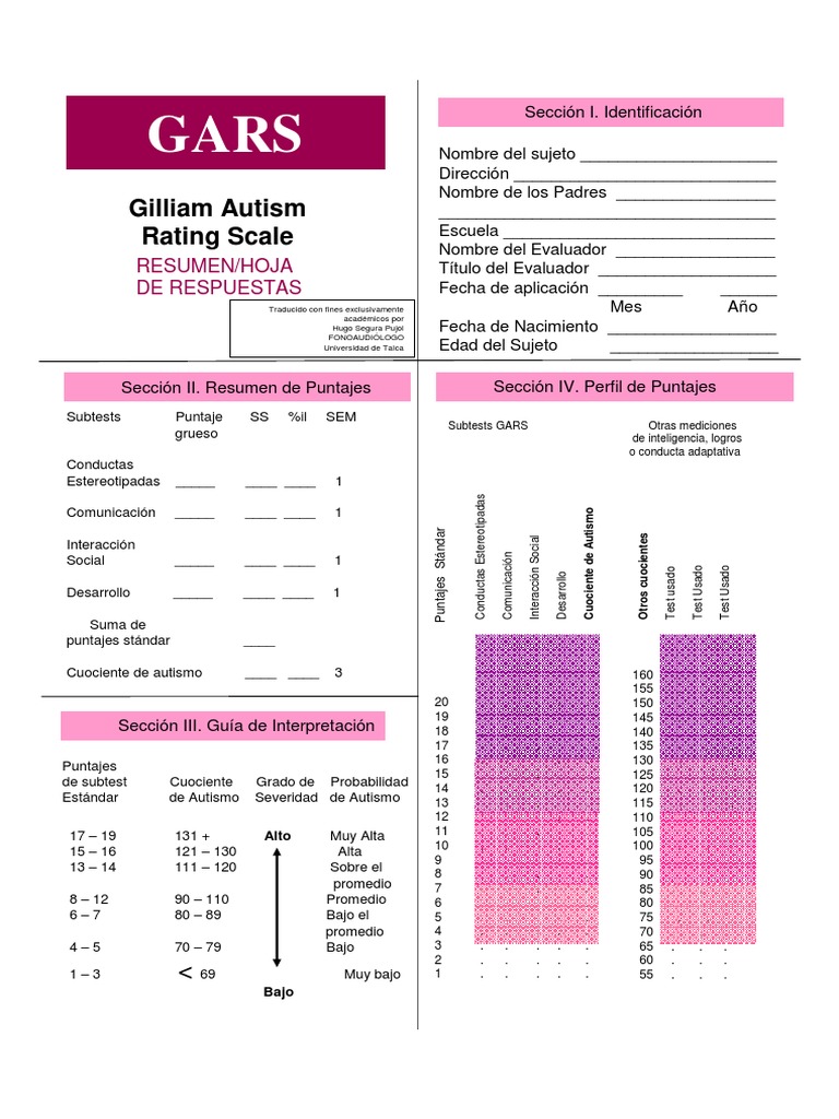 GARS Protocolo | PDF | Autismo | El niño