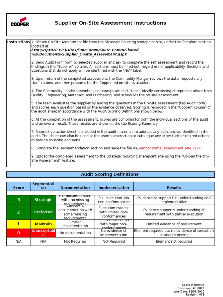 On Site Assessment Template | PDF | Calibration | Verification And ...