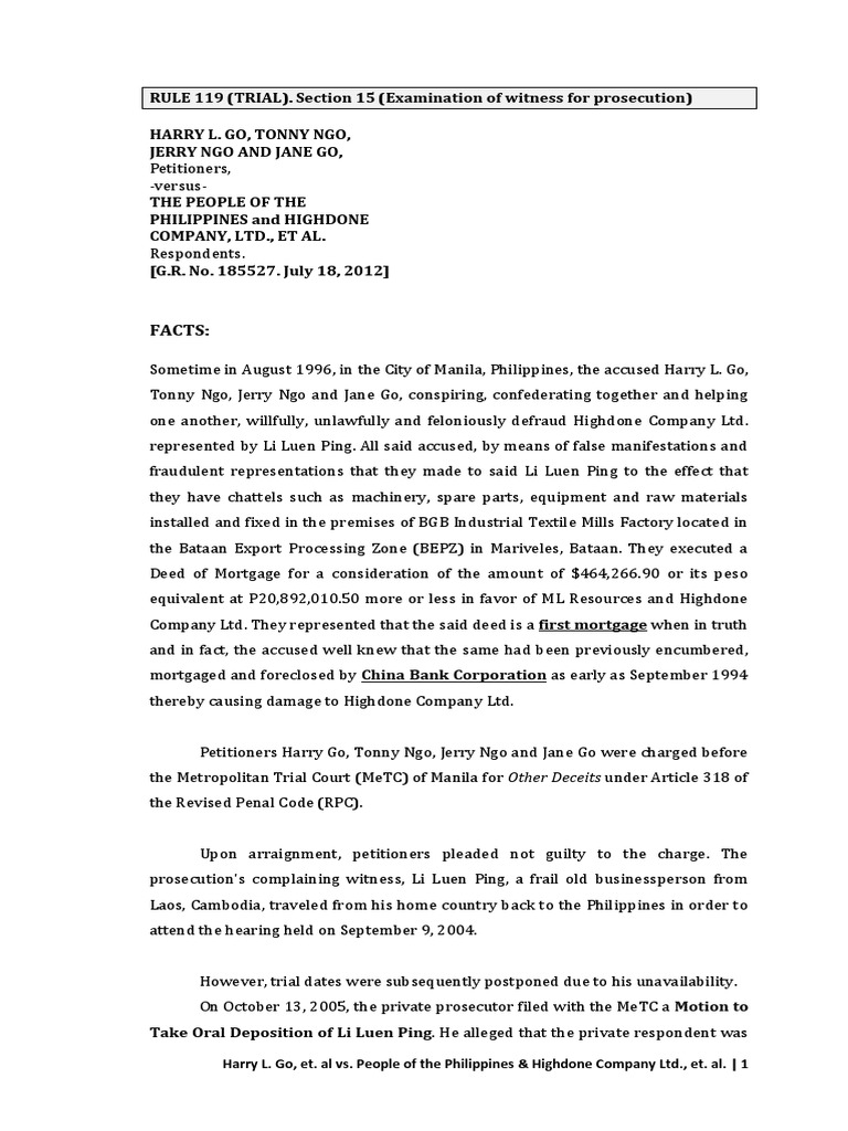 Criminal Procedure Case | PDF | Deposition (Law) | Witness