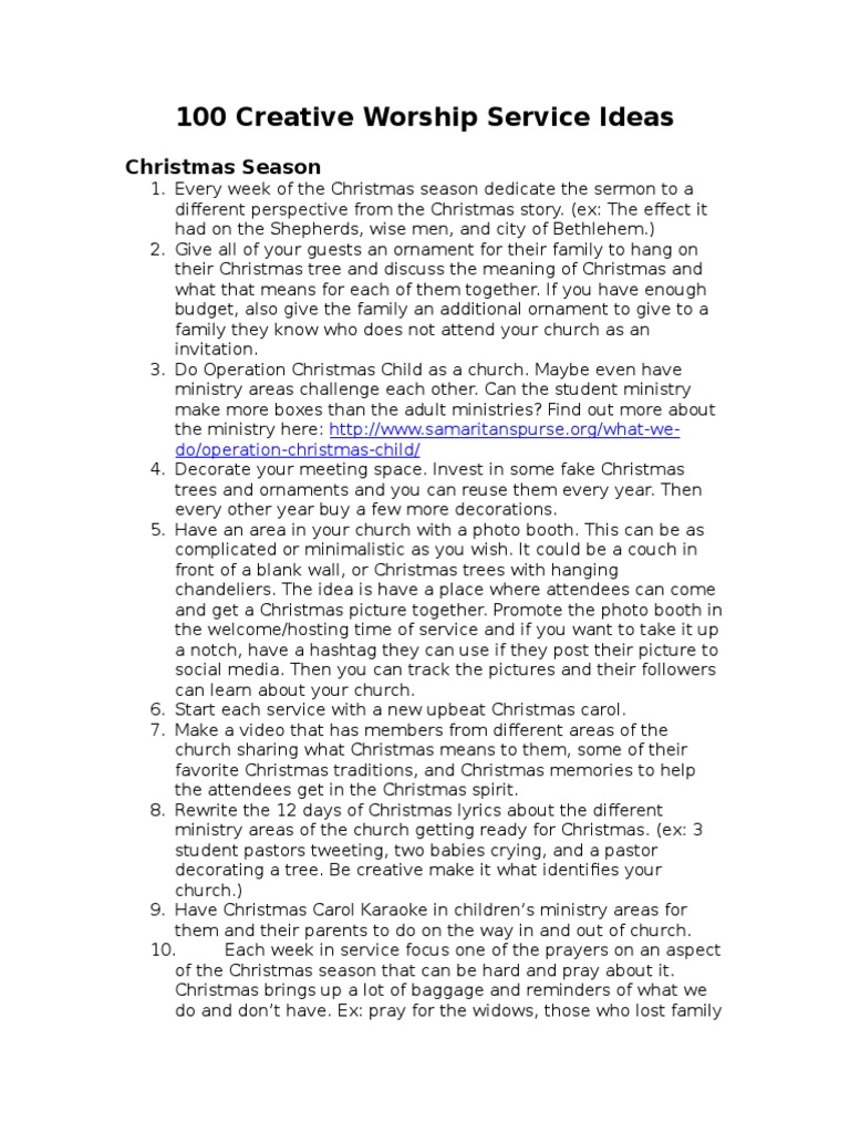 100 Creative Worship Service Ideas | PDF | Christmas | Easter