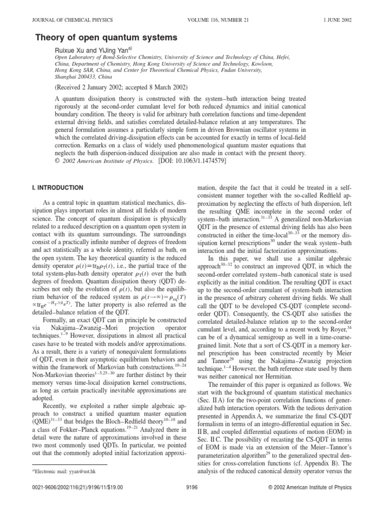 Theory of Open Quantum Systems | PDF | Quantum Mechanics | Eigenvalues ...