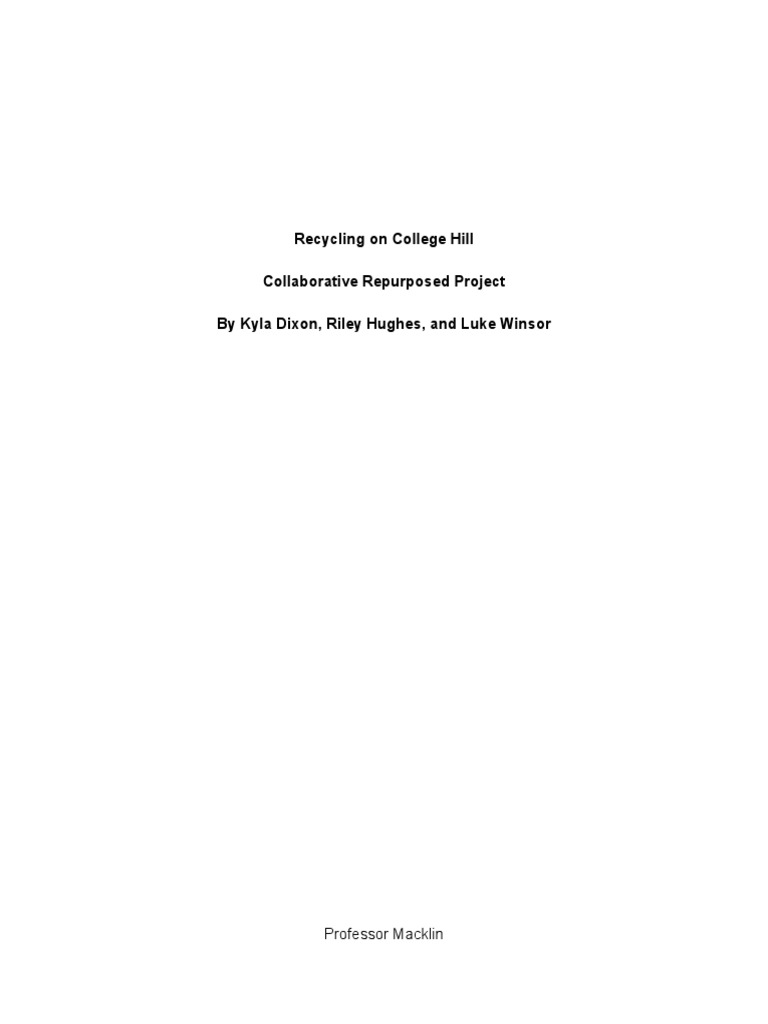 Recycling Awareness on College Hill | PDF | Recycling | Waste Management