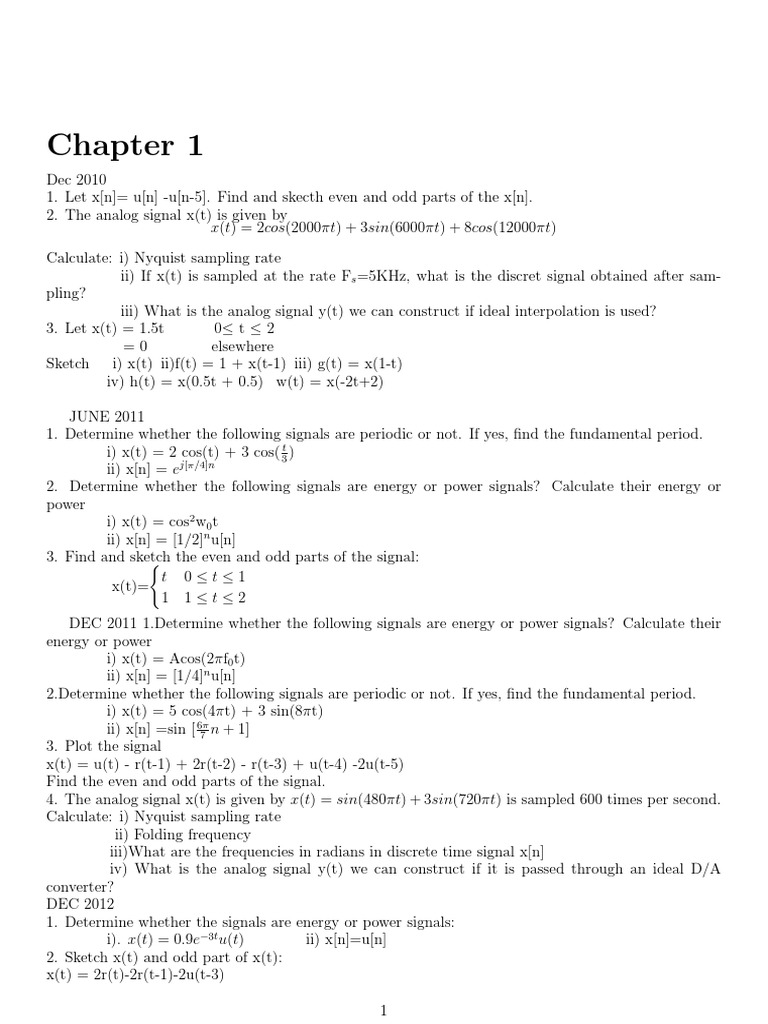 Mumbai University Signals and Systems University Questions | PDF | Sampling (Signal Processing ...