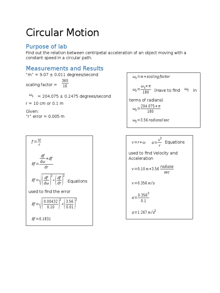 Centripetal Acceleration in Circular Motion | PDF | Technology ...