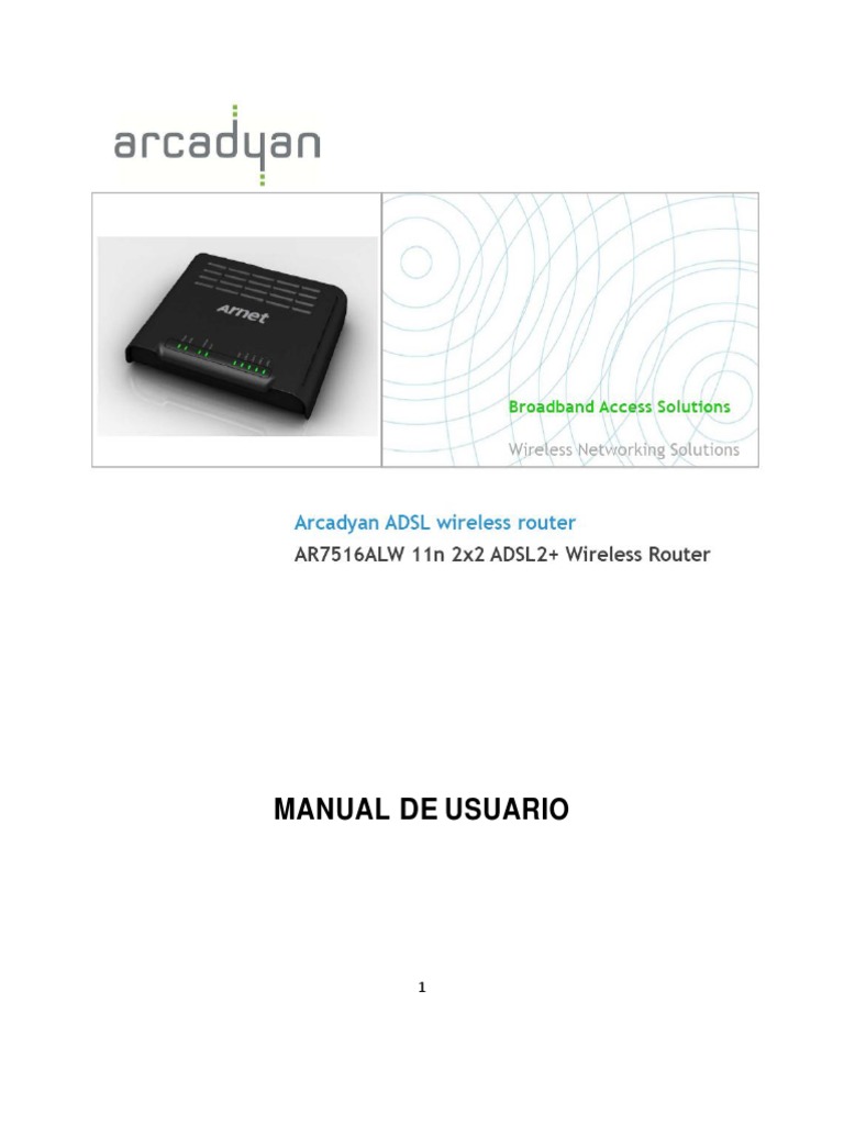Arcadyan ADSL AR7516ALW Manual de Usuario | PDF | Enrutador ...