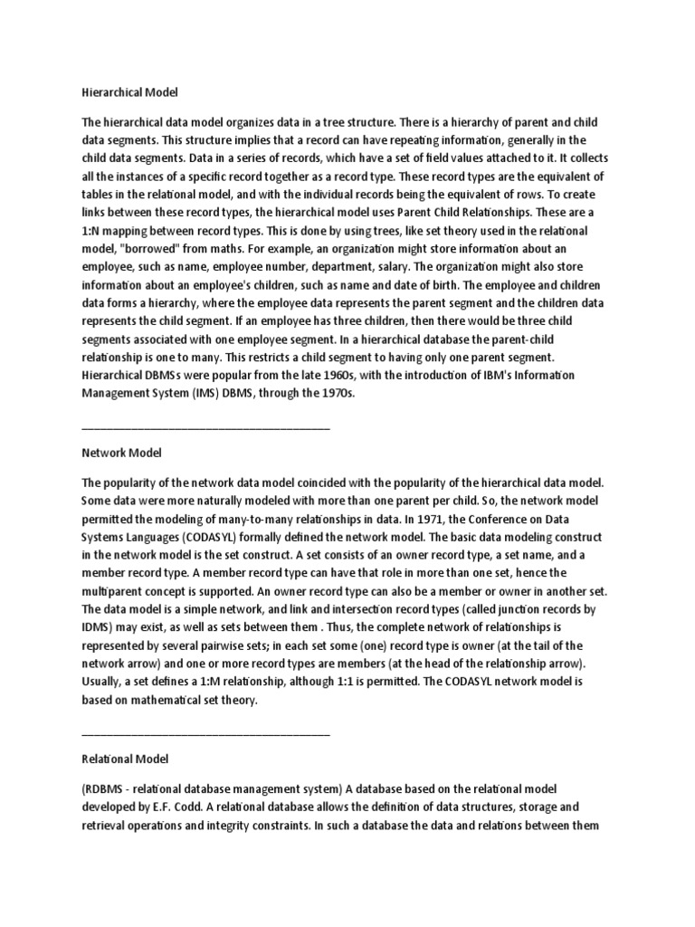 Dbms Data Models | PDF | Relational Database | Databases