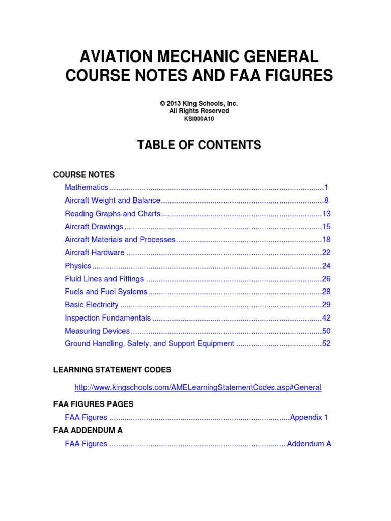 Aviation Mechanic General Course-Notes and Faa Figures | Download Free ...