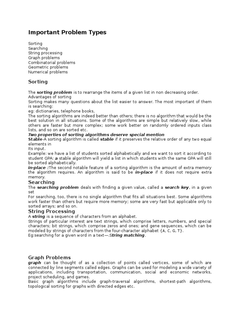 Important Problem Types | PDF | Graph Theory | Algorithms