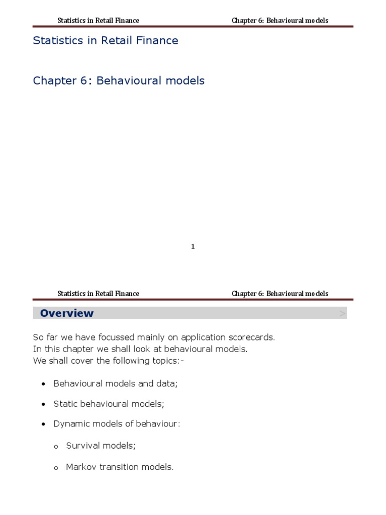 Credit Behavioral Model | PDF | Credit (Finance) | Markov Chain