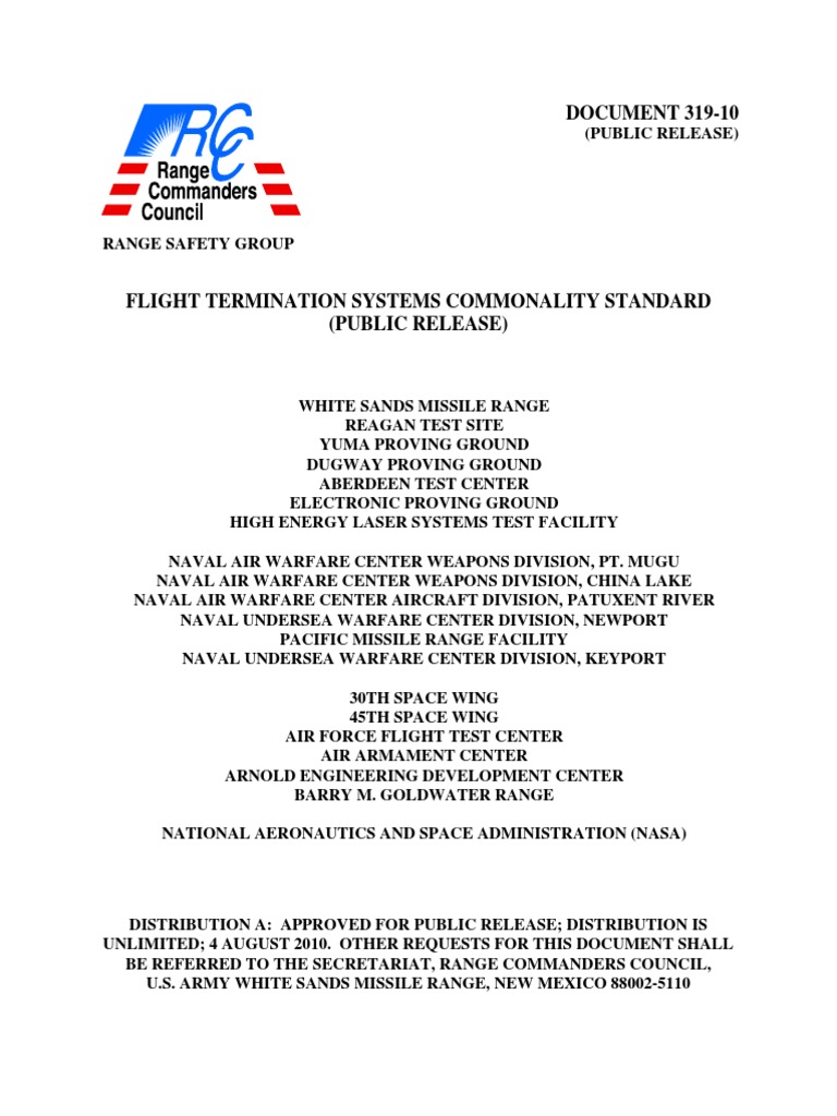 319 10 Flight Termination Systems CommonalityStandard (Public Release ...