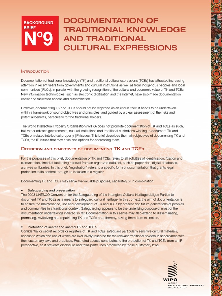 Documentation of Traditional Knowledge and Traditional Cultural ...