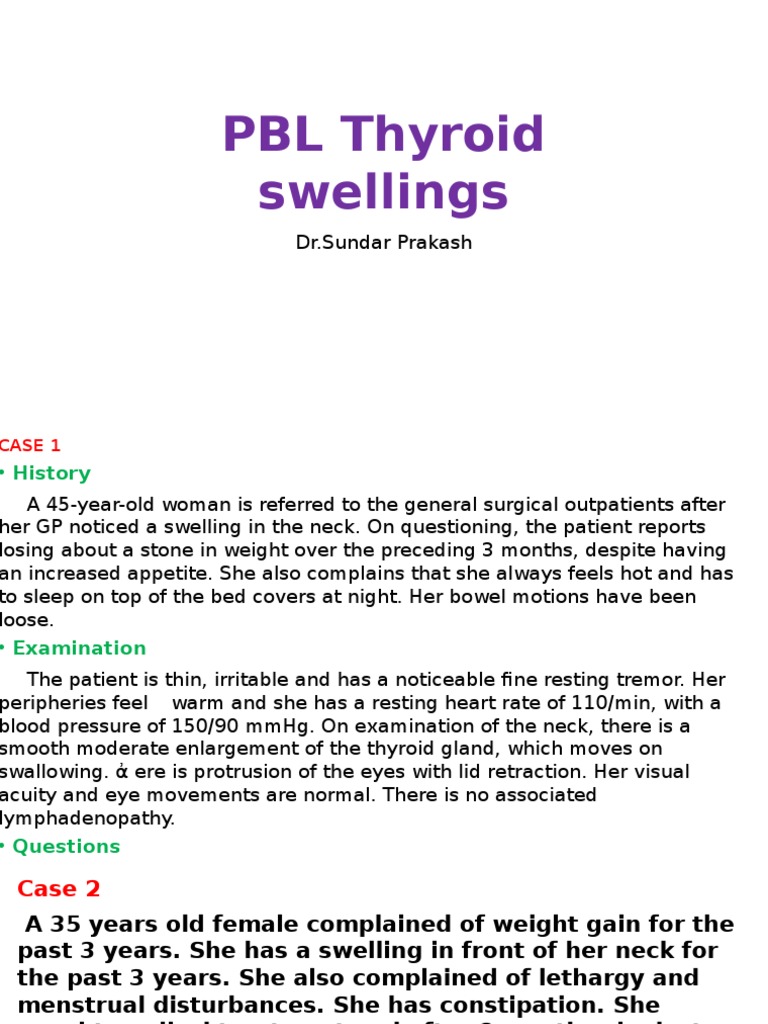 Thyroid Swelling | PDF | Neck | Thyroid