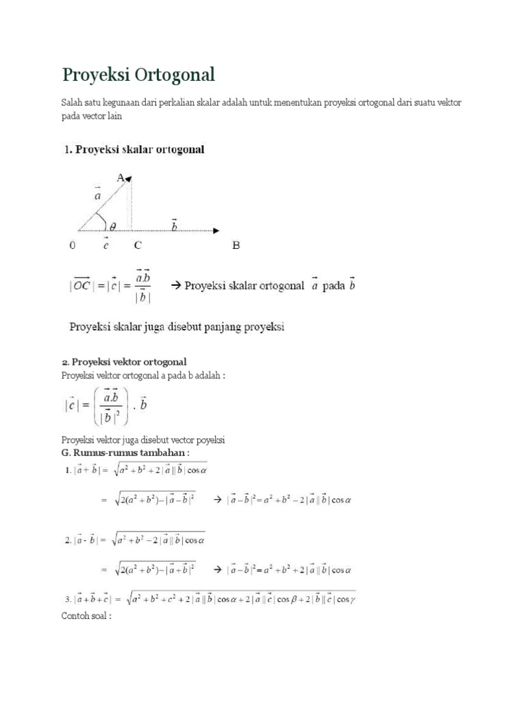 Contoh Soal Proyeksi Ortogonal | PDF