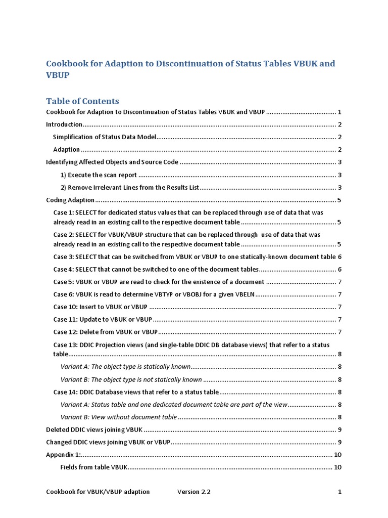 Cookbook VBUK VBUP Adaption | PDF | Databases | Data Model