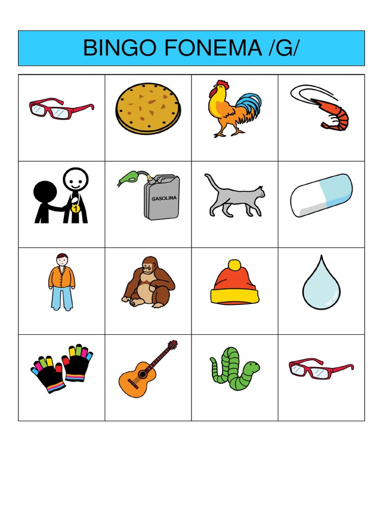Bingo Fonema g Inicial
