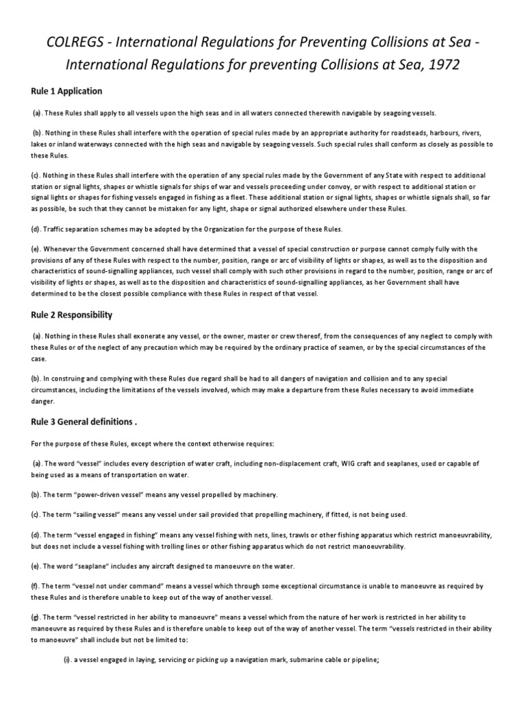 COLREGS - International Regulations For Preventing Collisions at Sea ...