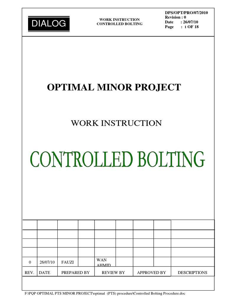 Controlled Bolting Procedure | Nut (Hardware) | Screw