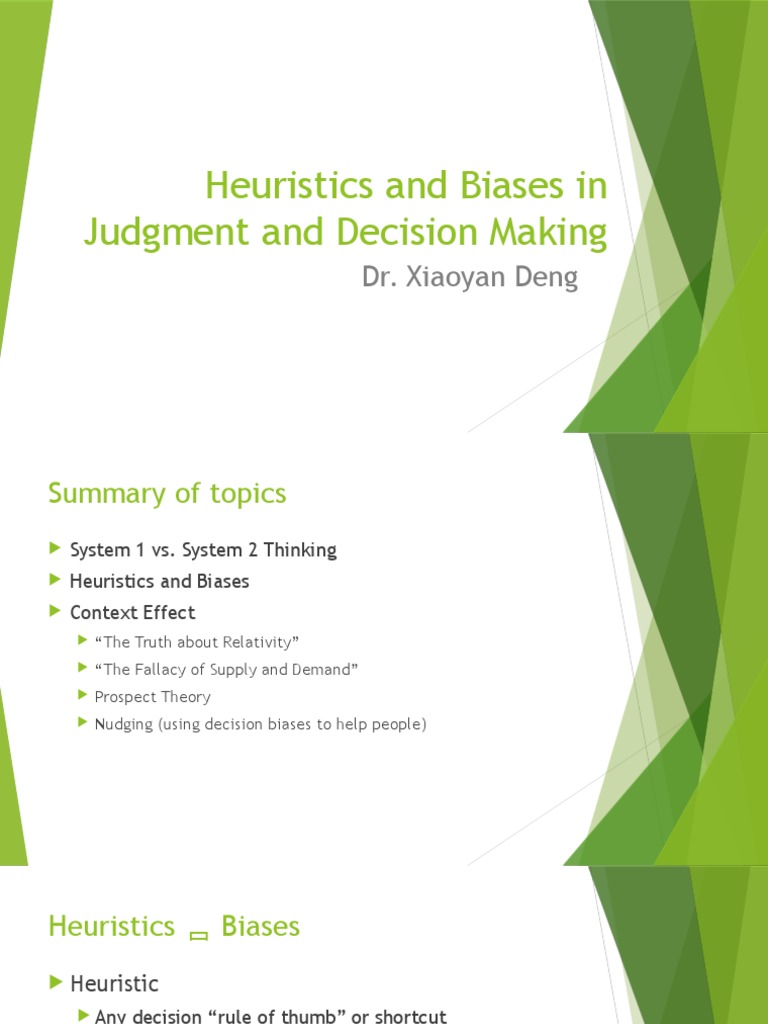 Decision Heuristics and Biases CARMEN | PDF | Heuristics In Judgment ...