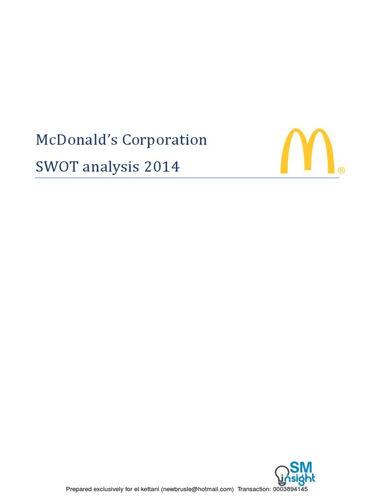Mcdonalds Swot Analysis | PDF | Fast Food Restaurants | Franchising