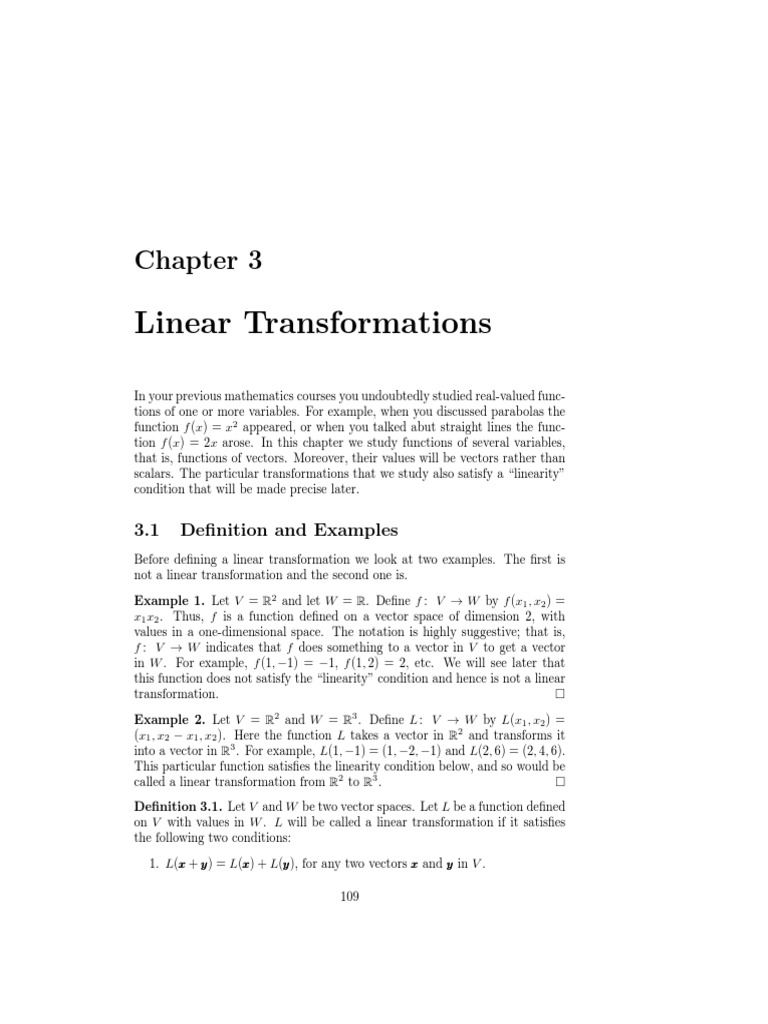Linear Transformation PDF | PDF | Linear Subspace | Basis (Linear Algebra)