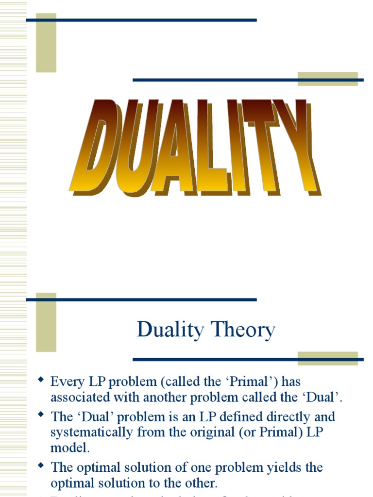 Duality | PDF | Mathematical And Quantitative Methods (Economics ...