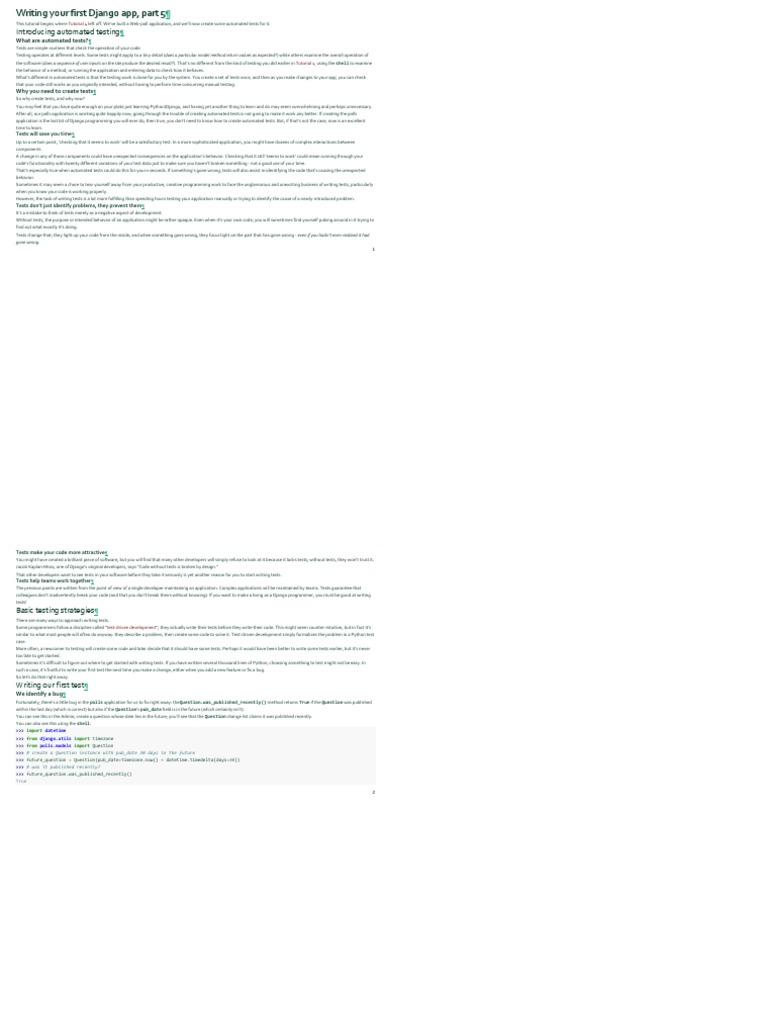 Writing Your First Django App 05 Pdf Test Driven Development Software Bug 6245