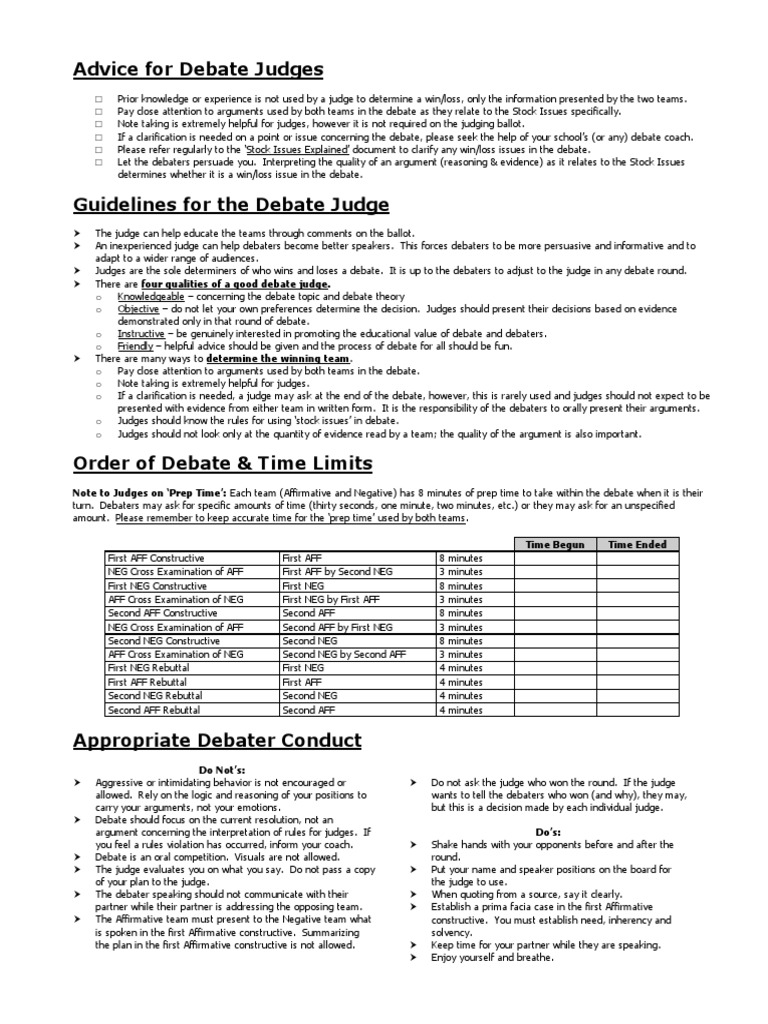Guidelines for Debate Judges | PDF | Epistemology | Behavioural Sciences