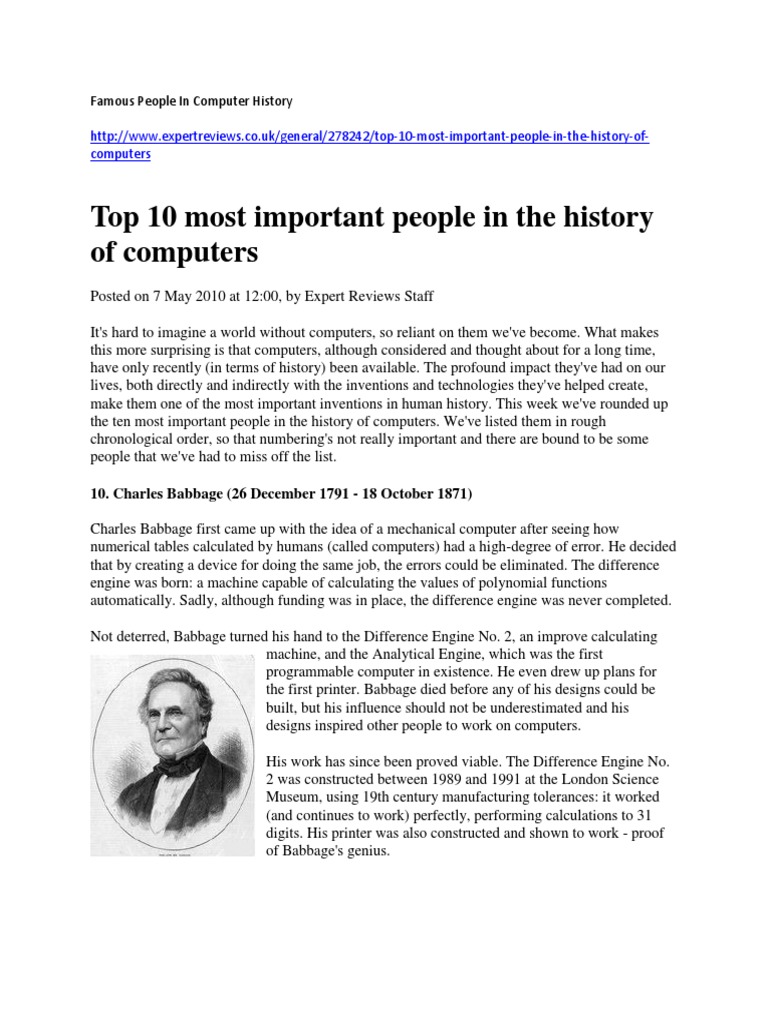 Famous People in Computer History | PDF | Ibm Pc Compatibles | World ...