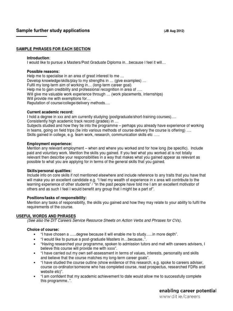 Sample Further Study Applications | PDF | Postgraduate Education | Folklore
