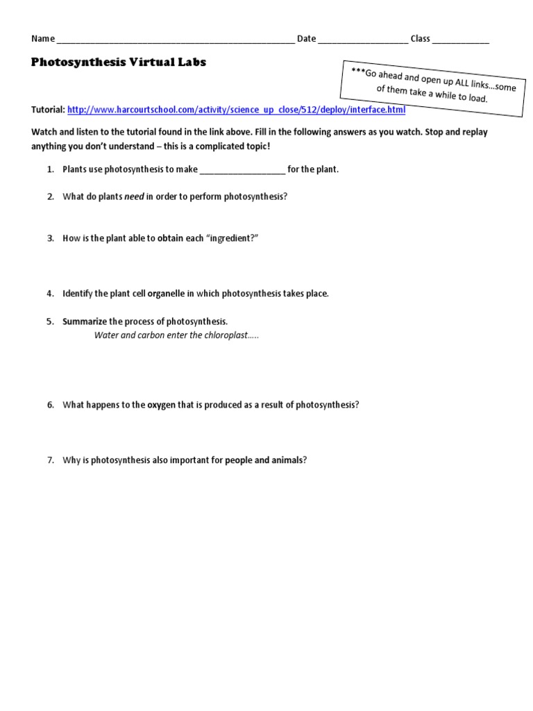 Photosynthesis Virtual Labs | PDF | Photosynthesis | Carbon Dioxide