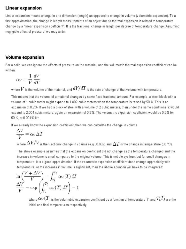 Linear Expansion | PDF | Thermal Expansion | Thermodynamic Equilibrium